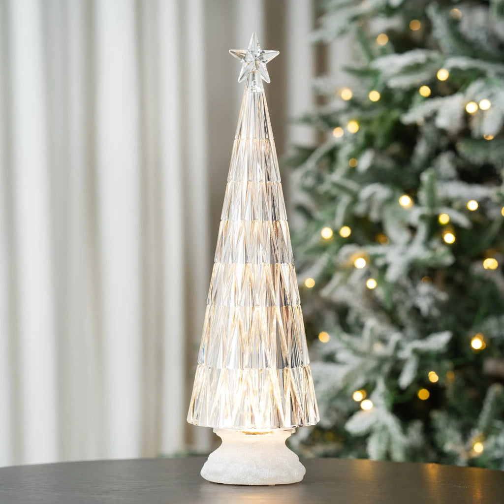 Clear Christmas Tree with Rotating Base – Joy By