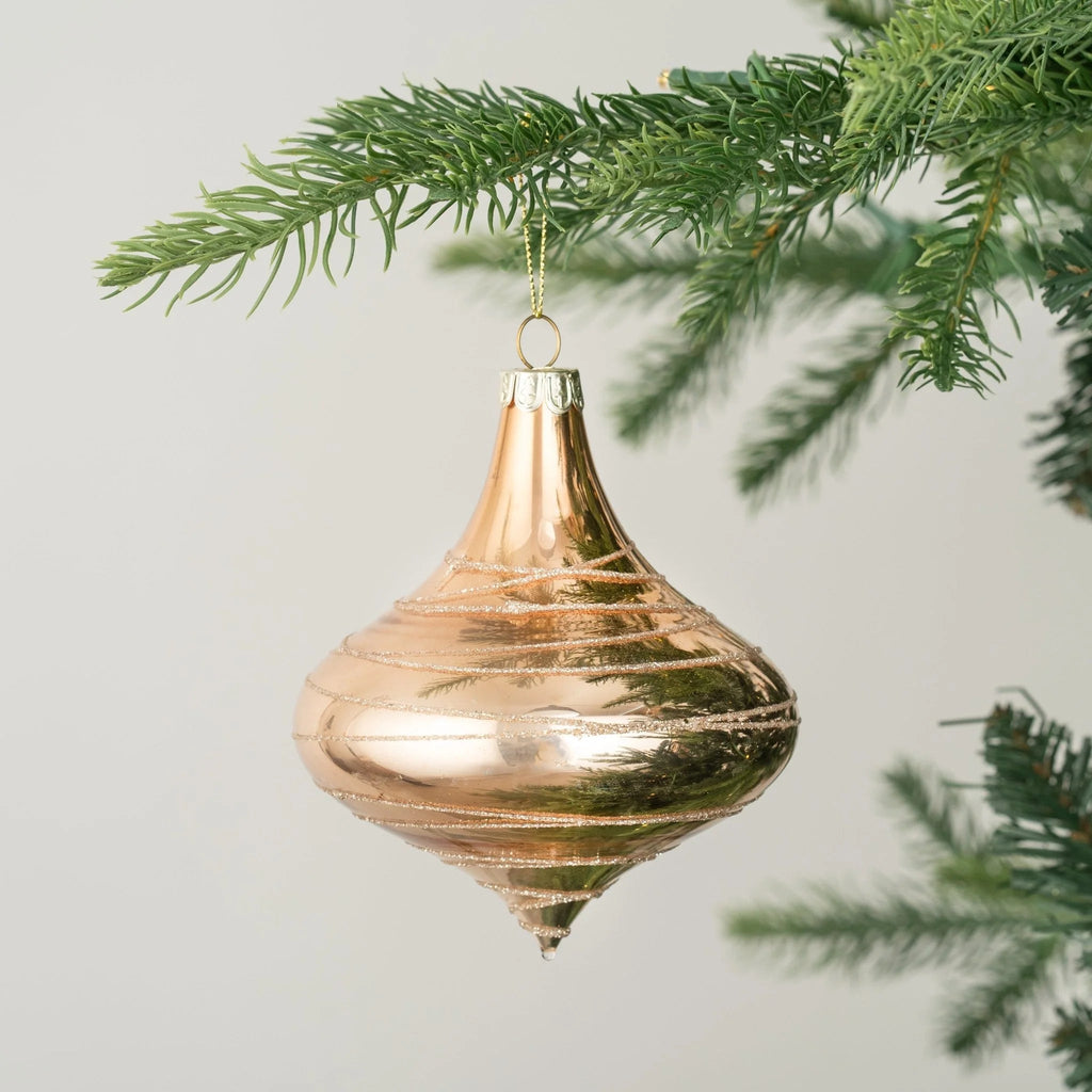 Elegant Gold Onion Ornament with Glitter, Perfect for Sparkling Holiday ...