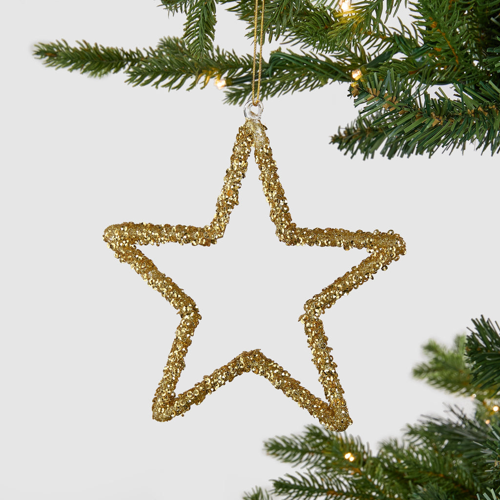 Gold Whimsical Wired Star Ornament by Joy By|Christmas Decor – Joy By