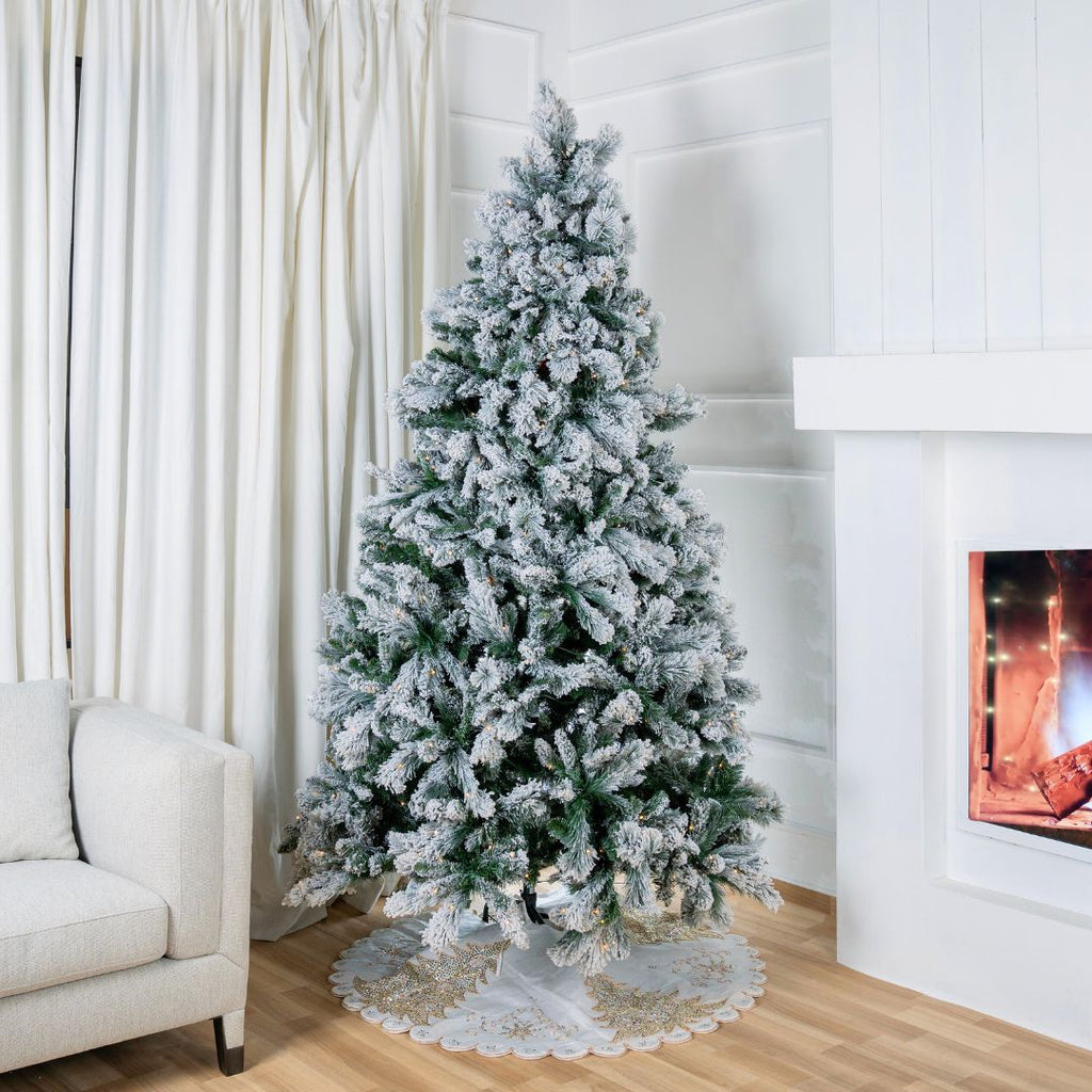 8ft Hardneedle Flocked Christmas Tree with LED | Joy By – Joy By